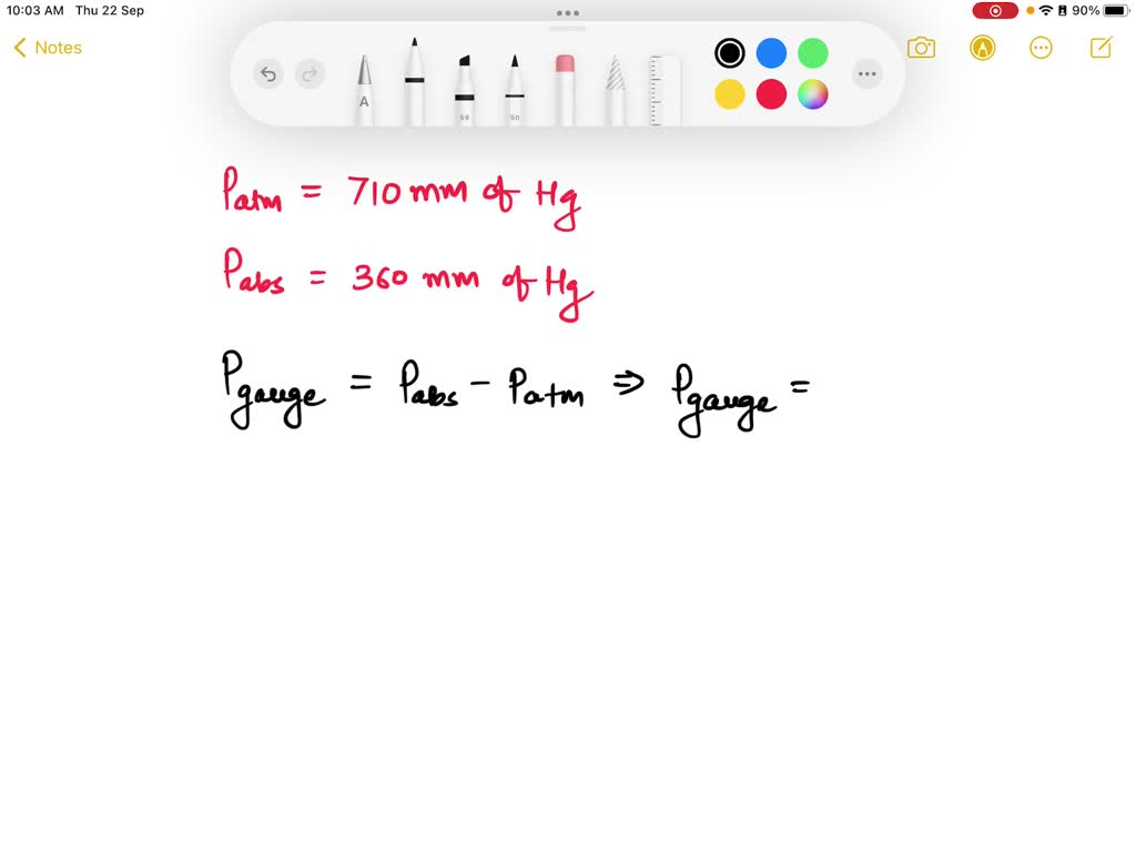 SOLVED The Standard Atmospheric Pressure Is 760 Mm Of Mercury At A
