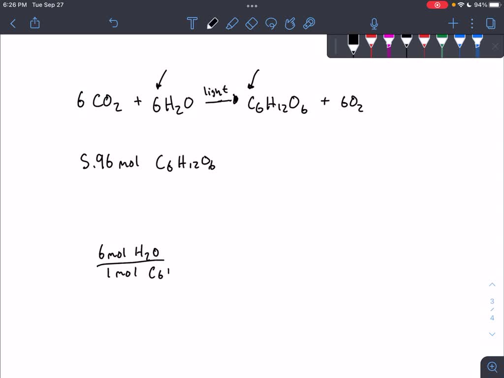 SOLVED: Question 3 of 3 The reaction for producing glucose in plants ...