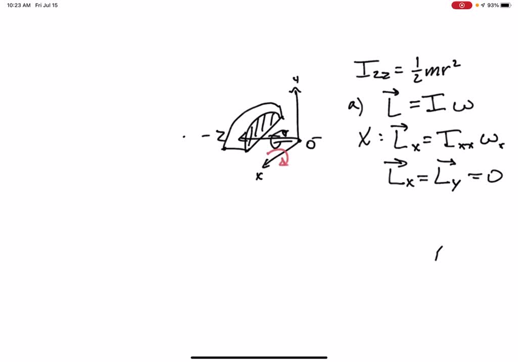 SOLVED: Consider a stubby half cylinder of mass m that is rotating ...