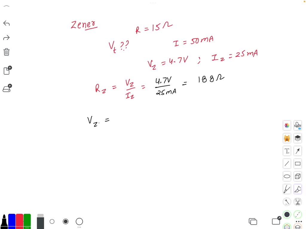 A zener has an impedance of 15 ohms. What is its terminal voltage at 50 ...
