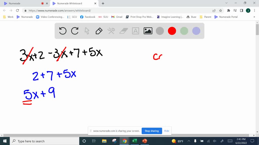 SOLVED: Simplify the expression shown.3x + 2 – 3x + 7 +5xwhat is the coefficient in the ...