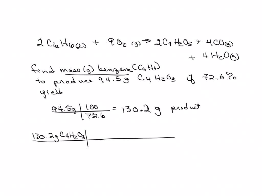 The synthesis of maleic acid anhydride (C4H2O3) can be accomplished by ...