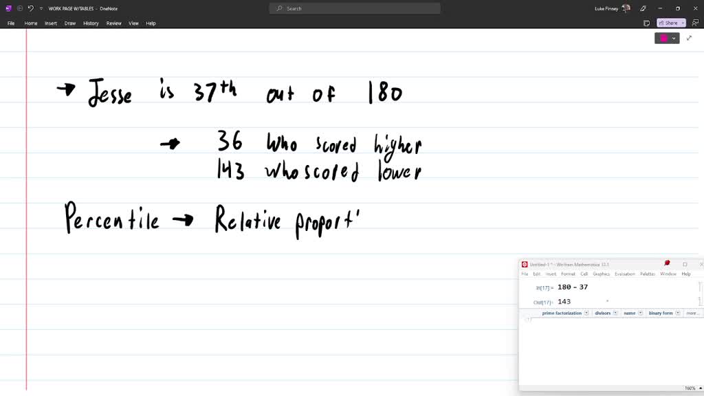 SOLVED: Jesse was ranked 37th in his graduating class of 180 students ...