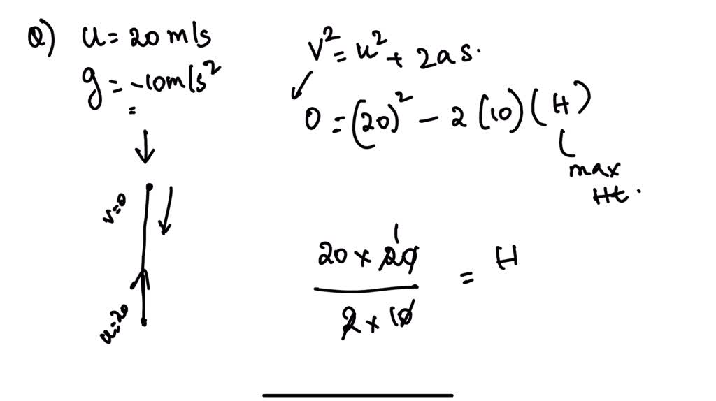 A ball is thrown vertically upwards with an initial velocity of 20m/s . determine the a. time ...