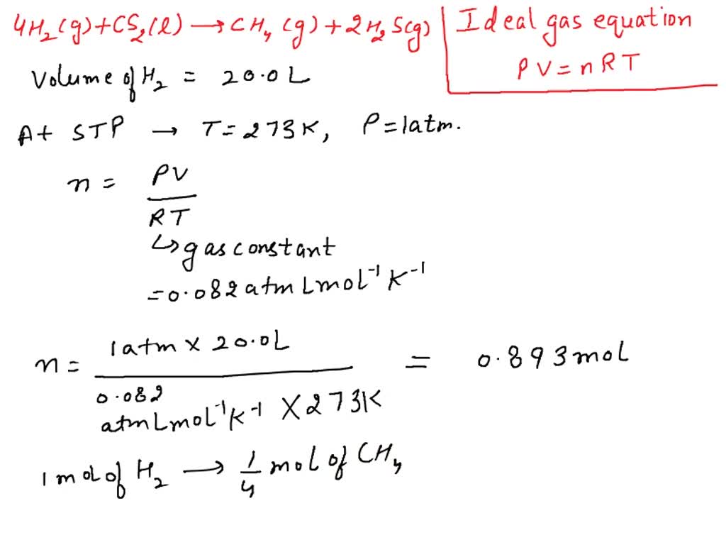 SOLVED: How many liters of methane gas are produced in the reaction of 20.0 liters of hydrogen ...