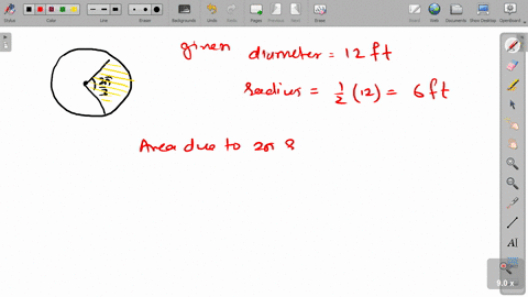 SOLVED: sector of a circle has a diameter of 12 feet and an angle of π3 ...
