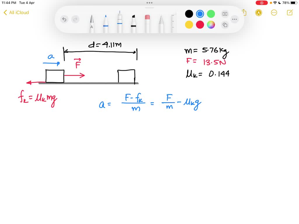 SOLVED: '003 10.0 points A 5.76 kg block initially at rest is pulled to the right along a ...