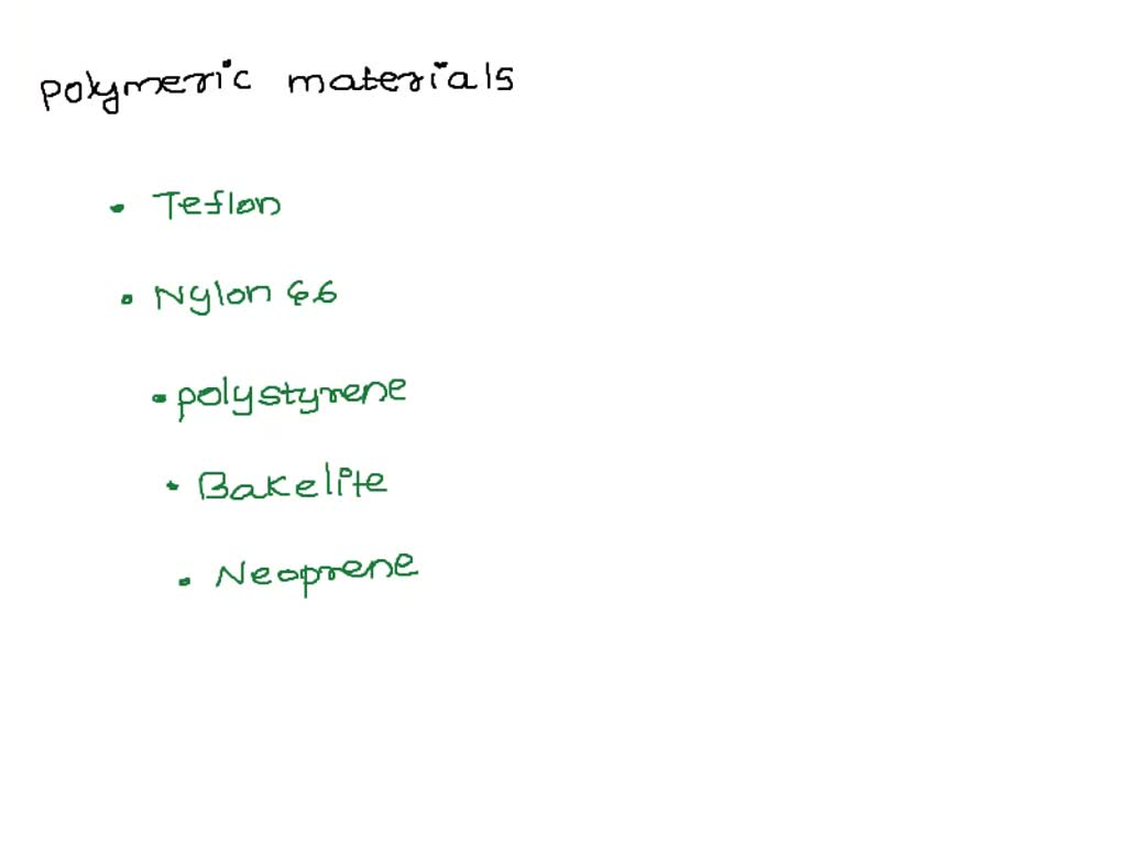 SOLVED: Name the 7 most common polymeric materials and show how their ...