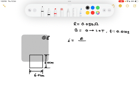 an 70cm 70 cm square loop is halfway into a magnetic field that is ...