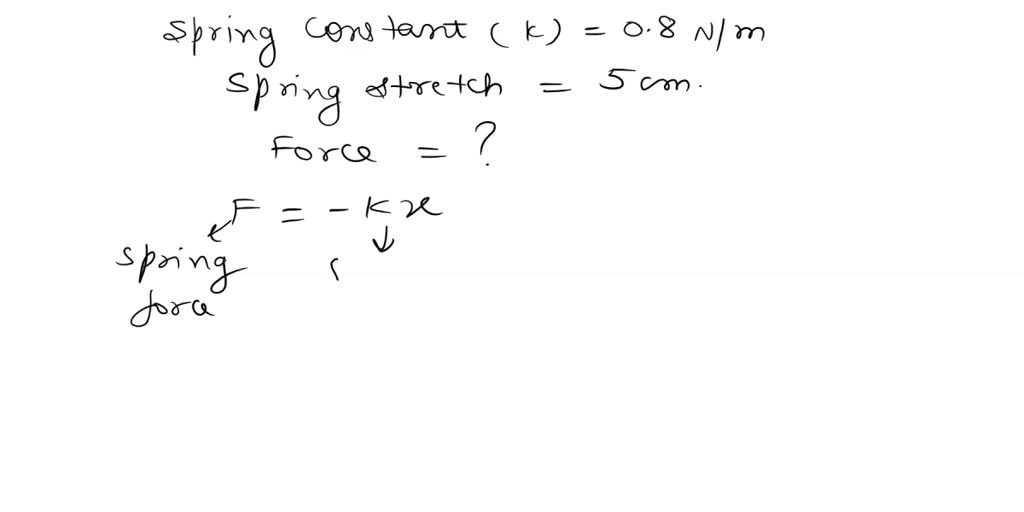A spring with spring constant 0.5 N/cm has a force of 40 newtons ...