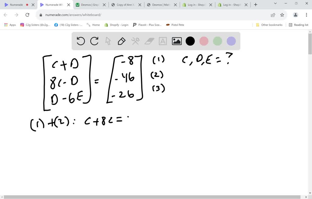 Solved Determine The Value Of The Literal Numbers In The Given Matrix Equality 