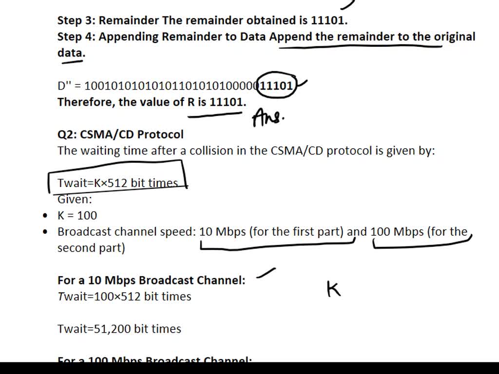 SOLVED: Q1. (6 Points) Consider the 5-bit generator, G=10011, and ...