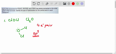 each of the structures for ciocl ncoh and cino has atoms connected in ...