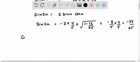 Use the given conditions to find the exact values of sin2u...