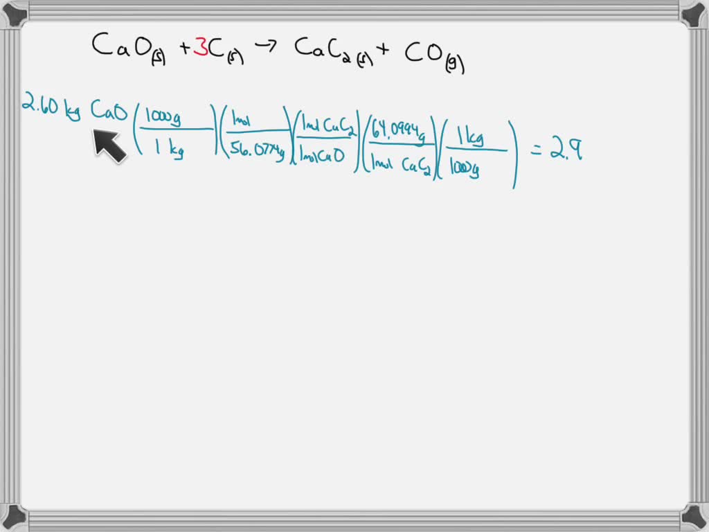 SOLVED: Calcium carbide, CaC2, is prepared by heating calcium oxide and ...
