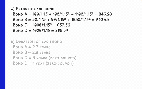 Consider the four bonds having annual payments as shown in Table 3.9 ...