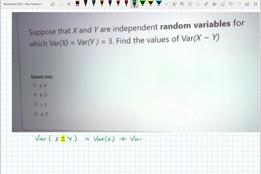SOLVED: that X and Y are independent random variables for Suppose which ...
