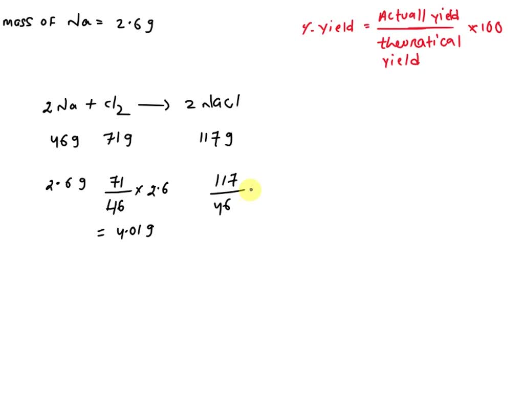 SOLVED: Sodium chloride can be produced from reacting sodium metal with chlorine gas. Carly ...