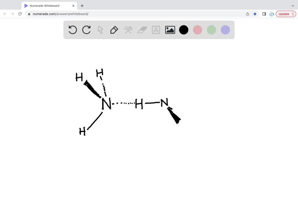 SOLVED: Draw two ammonia molecules in their three-dimensional shape and ...