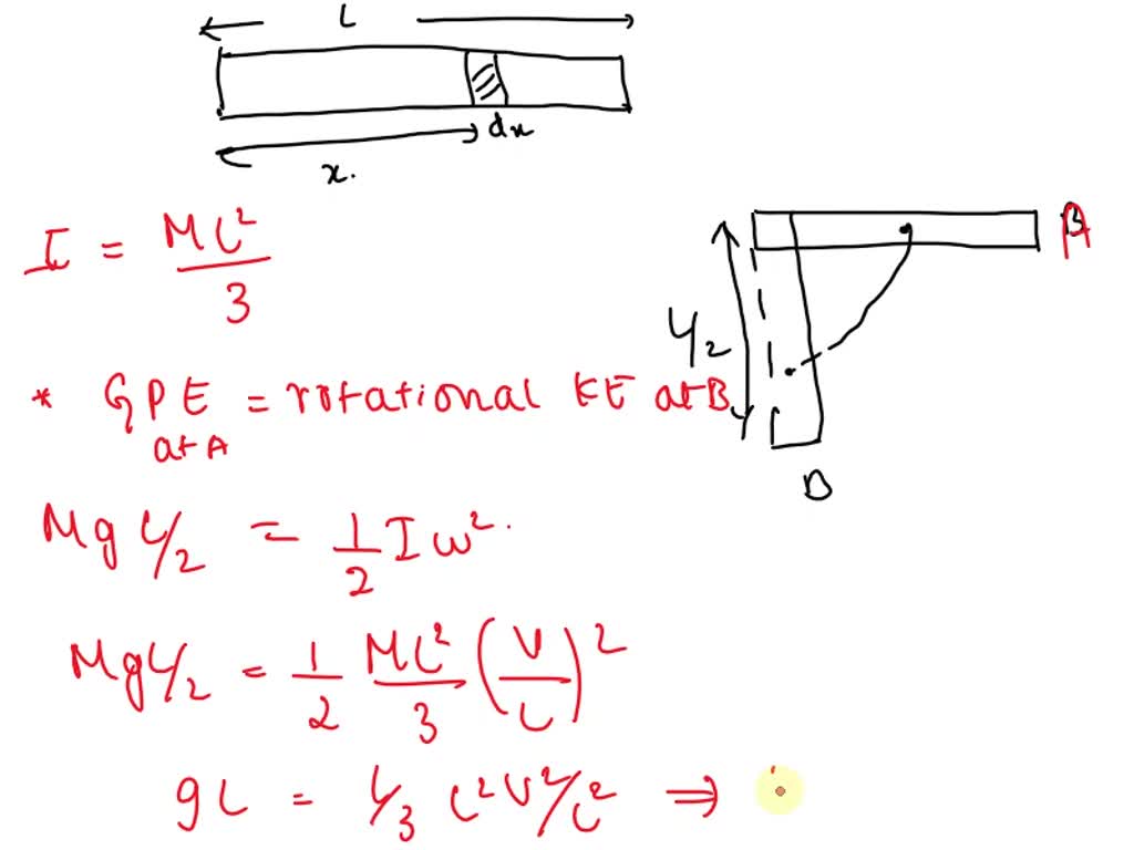 SOLVED: A uniform, thin rod of length L and mass M is allowed to pivot ...
