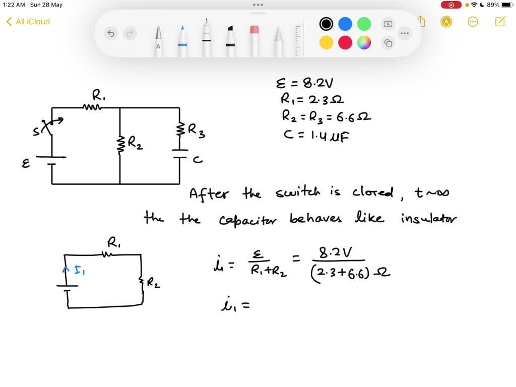 SOLVED: Consider the RC circuit shown in the figure below. The resistance of the circuit is 𝑅=5 ...
