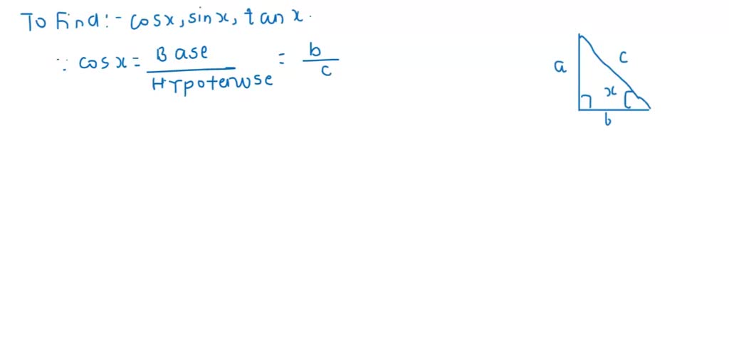 SOLVED: A right triangle has side lengths and € as shown below Use ...