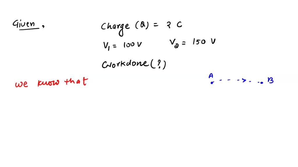SOLVED: A particle of charge 2C is taken from a point at a potential of ...