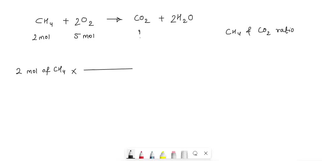 SOLVED: If 2 molecules of CH, react with 5 molecules of 0z, determine the number of molecules of ...