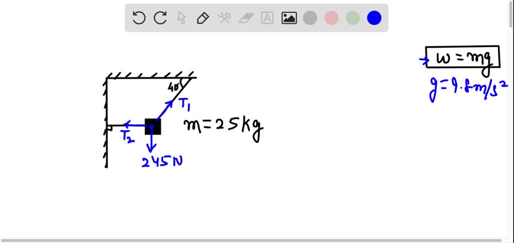 SOLVED: A 25 kg wooden plate is held in place by two strings attached ...