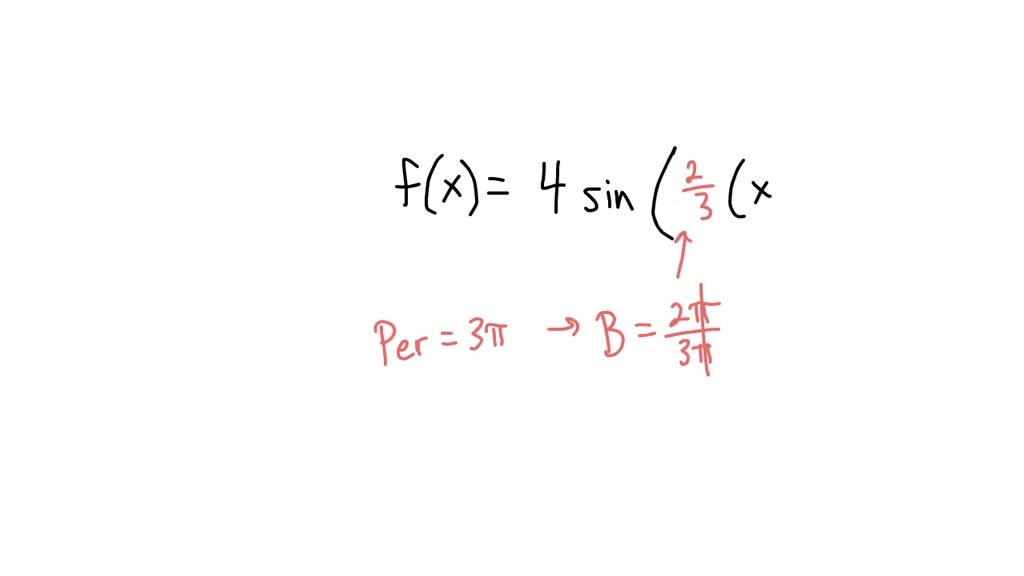 SOLVED: Give the equation of a trigonometric function of the form f(x)= Asin(Bx-c) +d that has ...