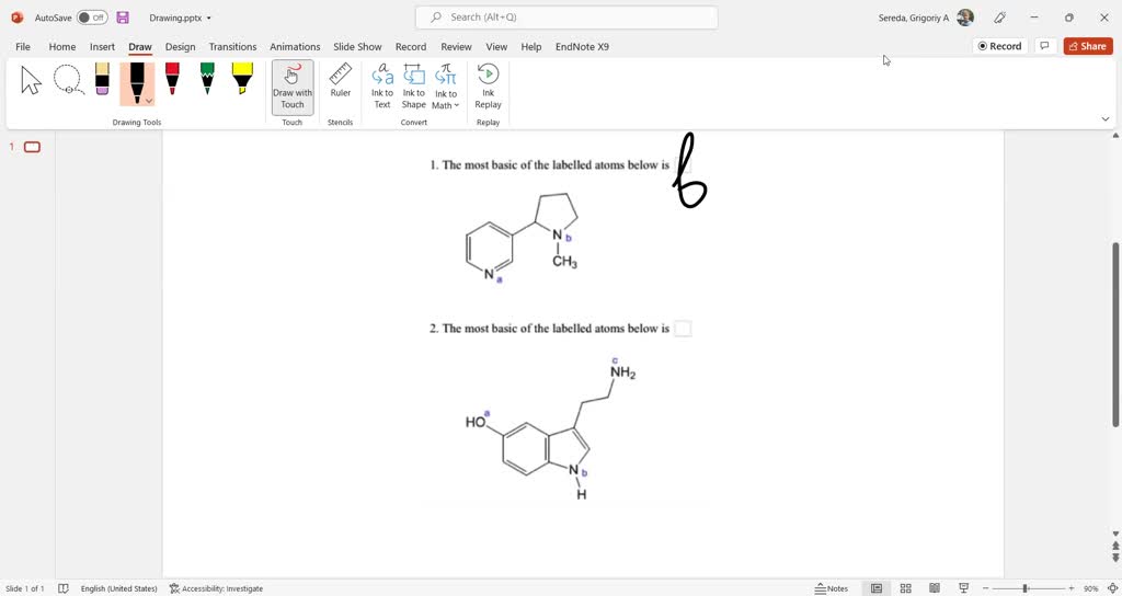 SOLVED: 1. The most basic of the labelled atoms below is H3C N"CH3 N 2 ...