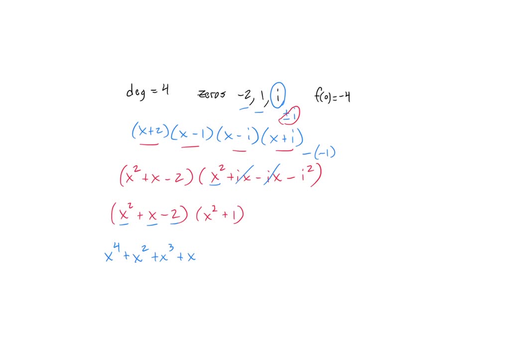 SOLVED: Find the polynomial function f with real coefficients that has the given degree, zeros ...