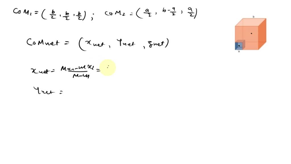 SOLVED: Acube of side a is cut out of another cube of side b as Find the location of the center ...