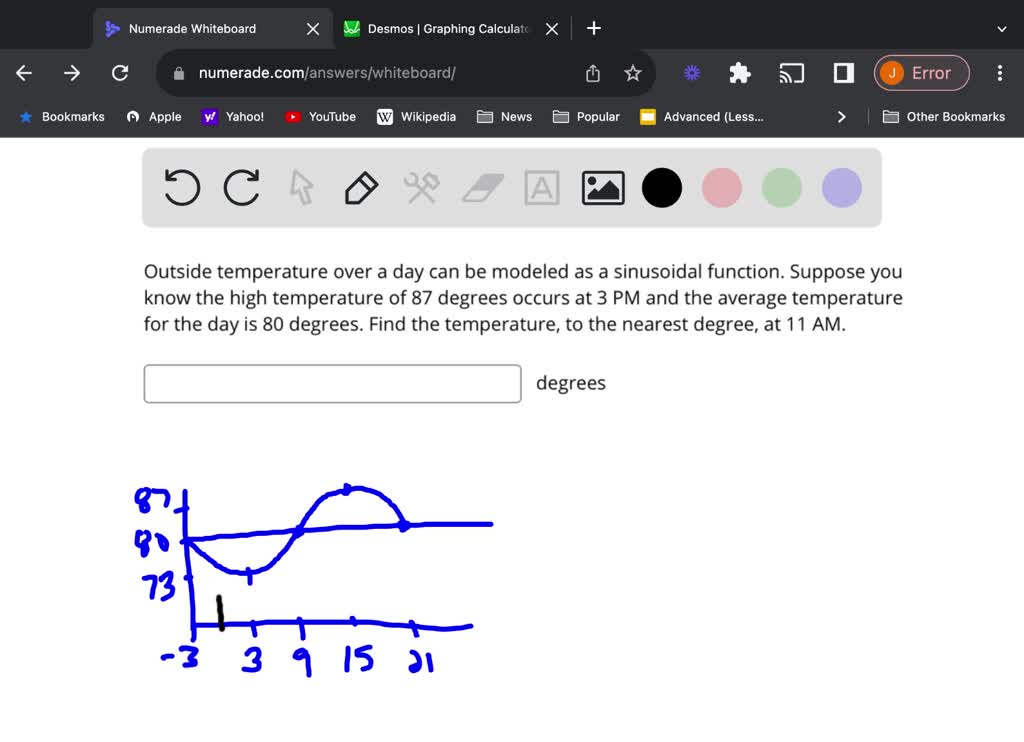 SOLVED: Outside temperature over a day can be modeled as a sinusoidal ... SOLVED: Outside temperature over a day can be modeled as a sinusoidal ...