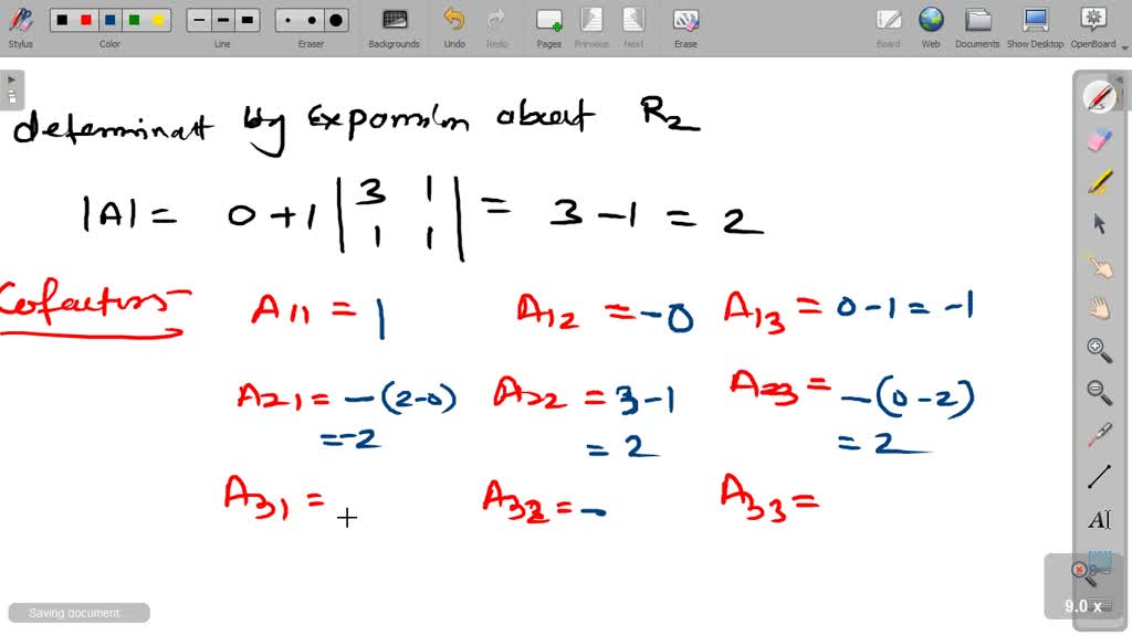 SOLVED: Given the following 3x3 matrix: A = Find the inverse matrix: A ...
