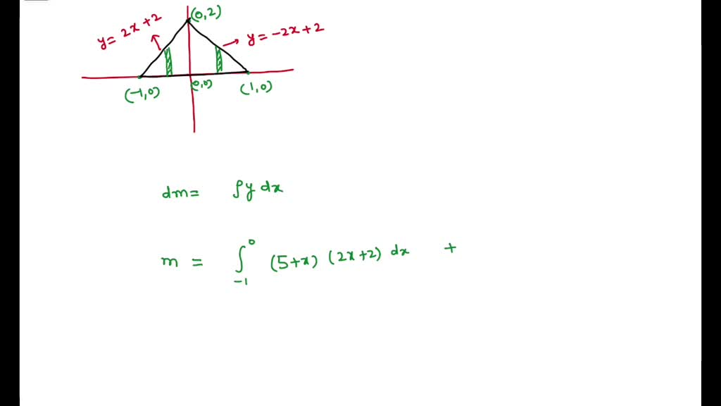 SOLVED: Find the total mass of the triangular region shown below. All lengths are in centimeters ...