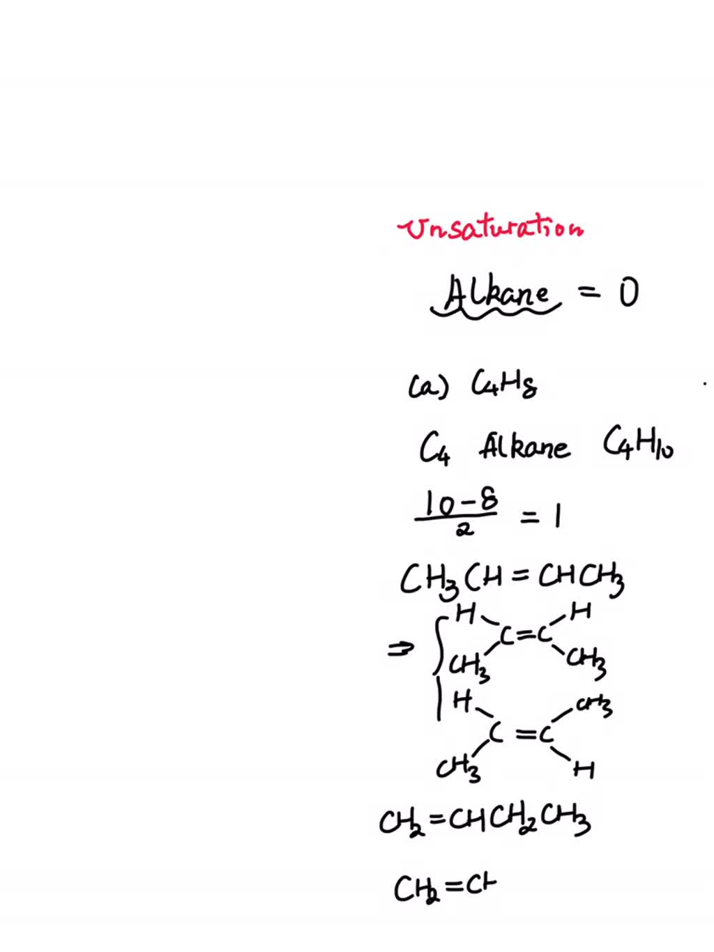 SOLVED: Calculate the degree of unsaturation in the following formulas ...