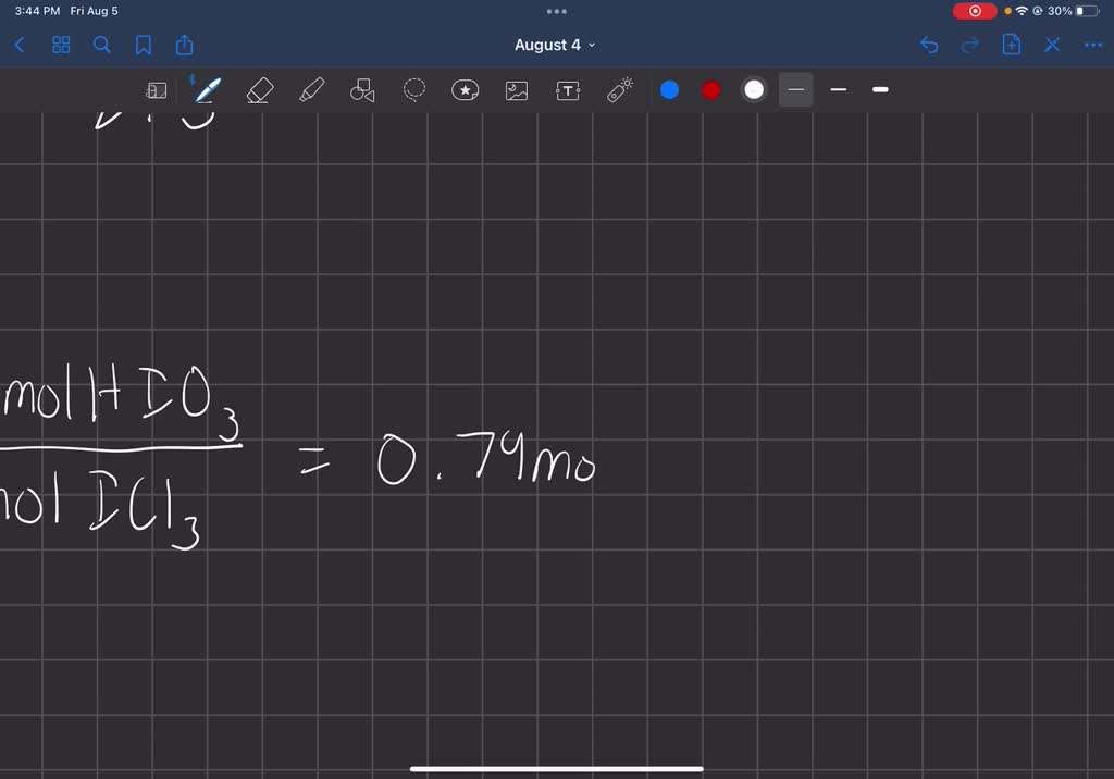 SOLVED: Calculate the maximum number of moles and mass of iodic acid ...