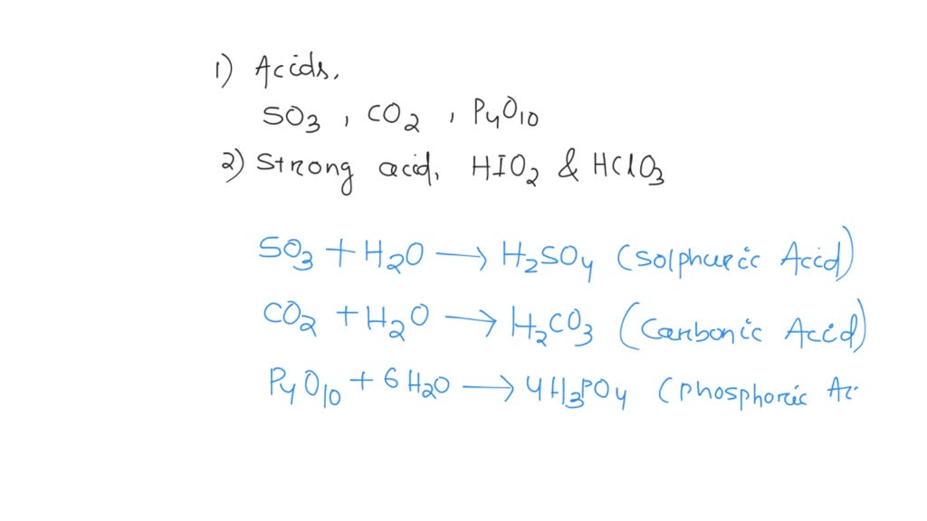 SOLVED: 1) What acid is formed when the following oxides react with ...