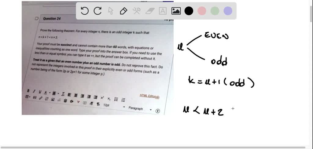 SOLVED: Prove the following theorem: For every integer n, there is an odd integer k such that n