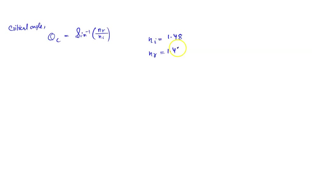 SOLVED: Find the sharpest angle (critical angle) that will allow total ...