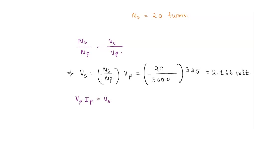 SOLVED: '20.6 The primary coil of a transformer has 950 turns while the ...