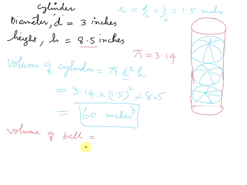 SOLVED: A cylindrical container holds three tennis balls. The diameter of the container is 3 ...