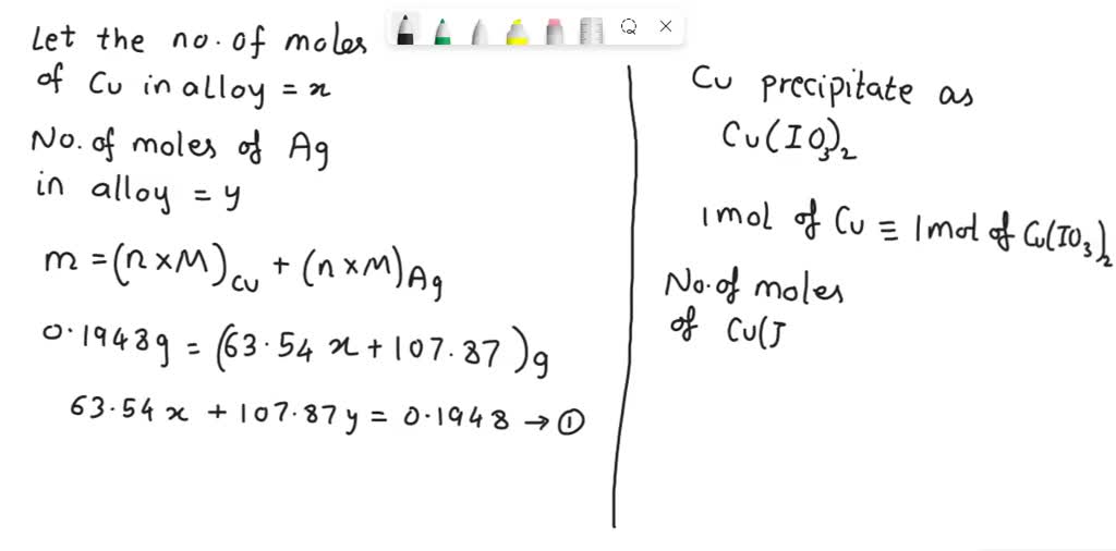 SOLVED: 0.1948 g of a Cu (FW = 63.54 g/mol) Ag (FW = 107.87 g/mol ...