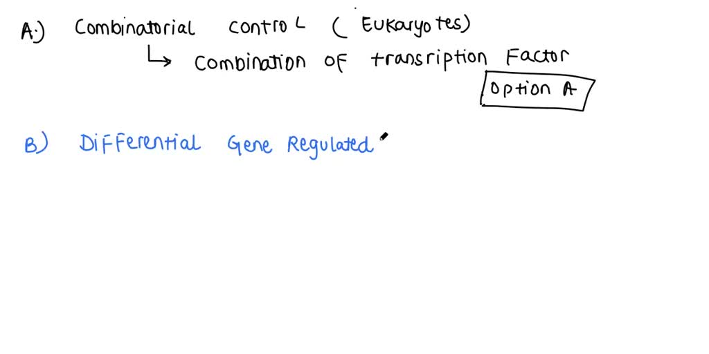 Solved Combinatorial Control Of Gene Regulation In Eukaryotes Is
