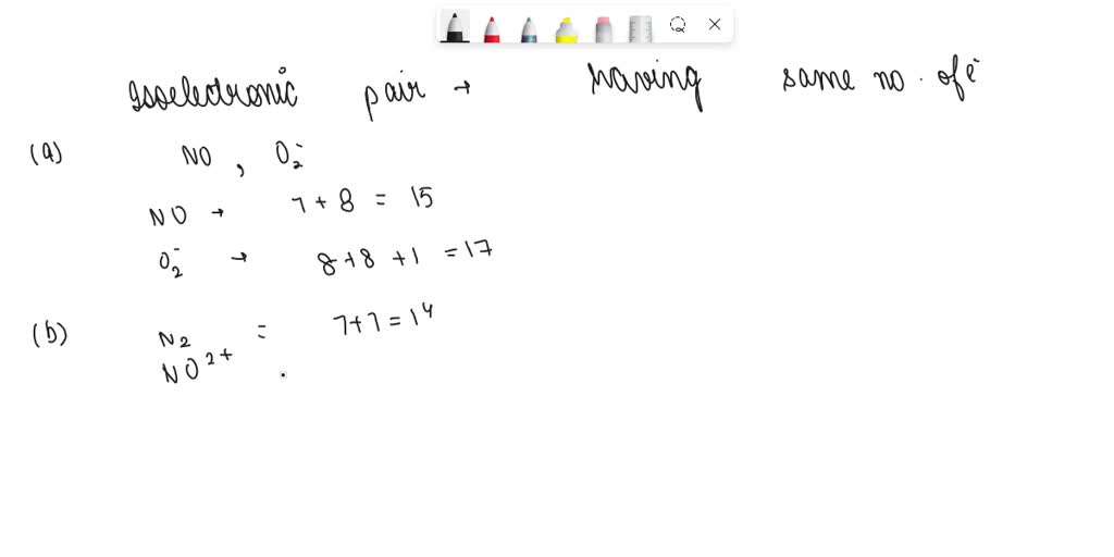 SOLVED: Which pair of molecules below are isoelectronic? NO and O2 N2 ...