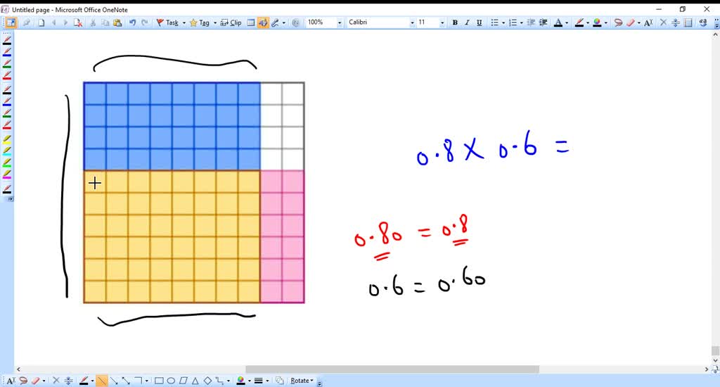 'How do I solve this? Use the grid to fill in the missing number 0.8 * 0.6'