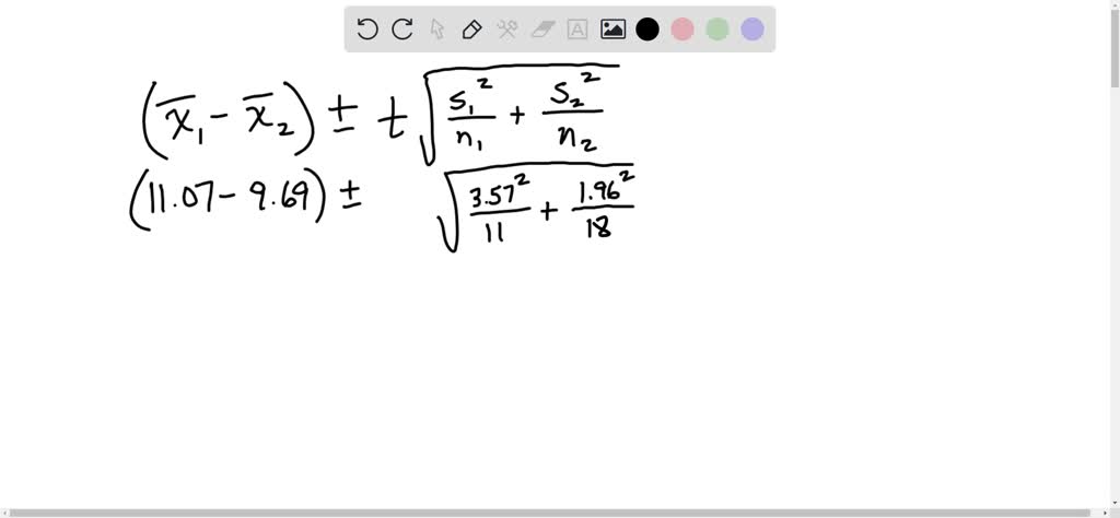 SOLVED: Calculate the 99% confidence interval for the difference (mu1 ...