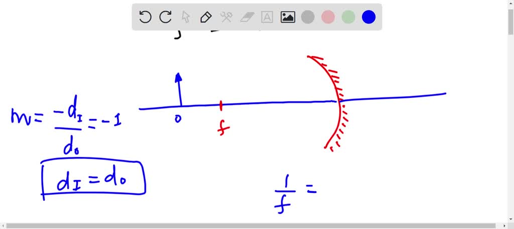 SOLVED: A concave mirror of focal length 20cm forms a real and inverted image of same size as ...