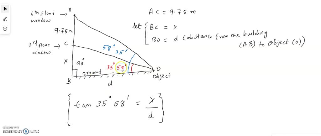SOLVED: From the third floor window of a building, the angle of ...